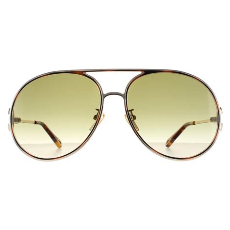 Chloe Aviator Womens Gold Blue Brown Gradient Sunglasses