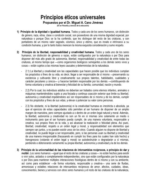 Principios Eticos Universales Pdf Amor Moralidad