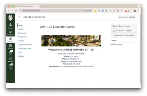 Using The Home Page In Canvas Portland State University