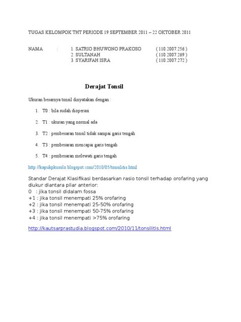 Tonsil Size Classification And Grading Pdf