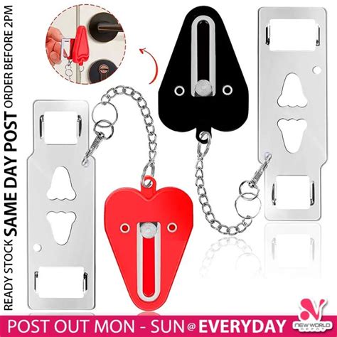 𝗔𝗡𝗧𝗜 𝗕𝗥𝗘𝗔𝗖𝗛 》portable Door Lock Hotel Apartment Home Security Safety