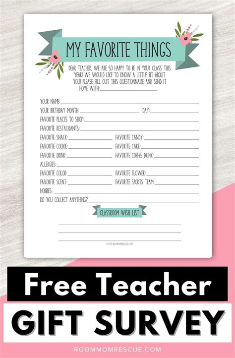 Free Printable Teacher Favorite Things Form Artofit