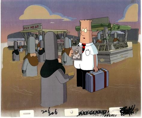 Original Dilbert Animation Cel Dilbert Holding Petra Pic At Elbonian