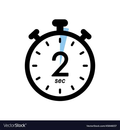 Two Seconds Stopwatch Icon Timer Symbol 2 Sec Vector Image