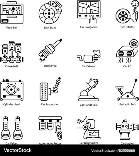 Bundle Of Auto Tools Line Style Icons Royalty Free Vector