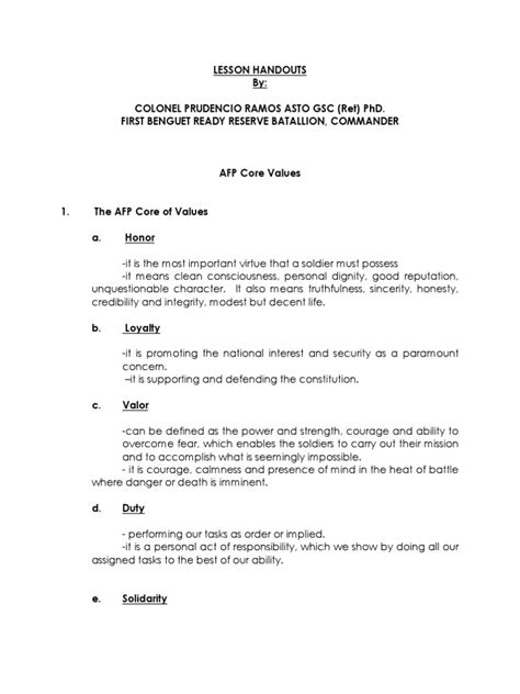 Afp Core Values Courage Loyalty