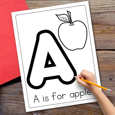 A For Apple Coloring Worksheet Printable