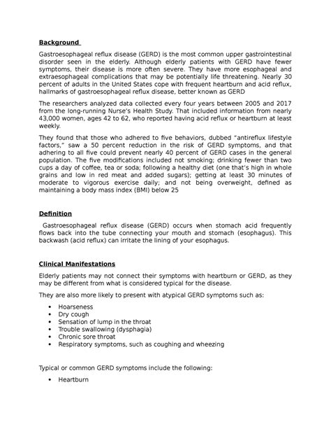 Gerd Notes To Do Gerd Background Gastroesophageal Reflux Disease