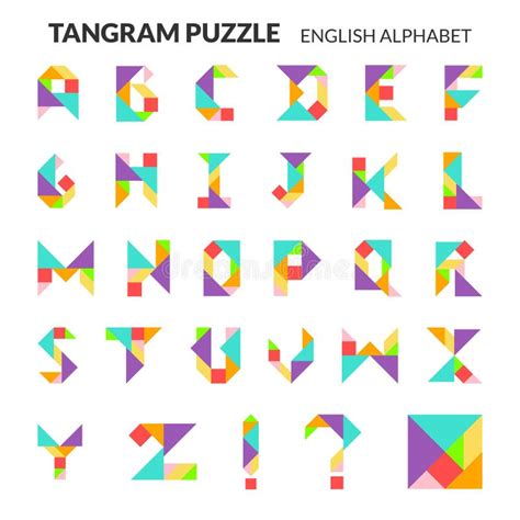 Tangram Alphabet Stock Illustrations 12 Tangram Alphabet Stock