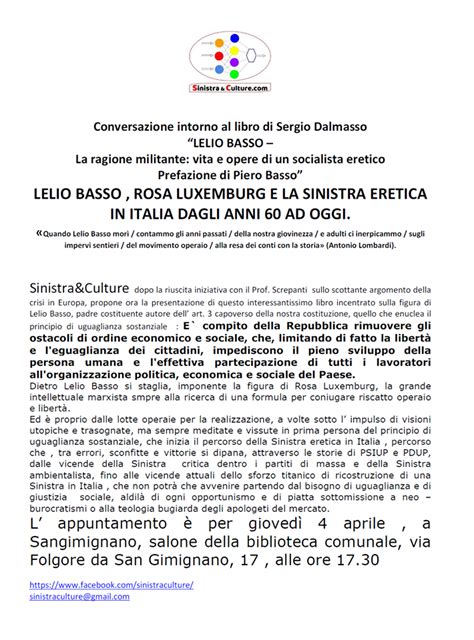 Lelio Basso San Gimignano Sergio Dalmasso Storico Del Movimento Operaio
