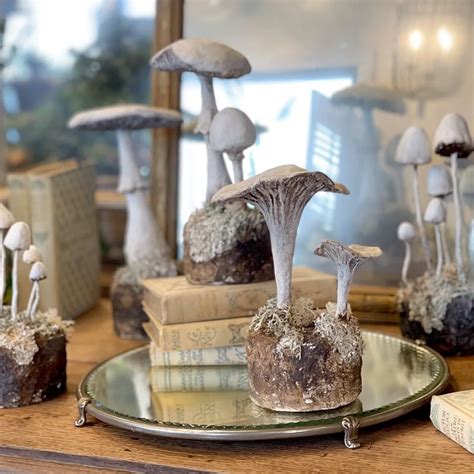 Handmade Paper Mache Champignon Mushroom Sculptures By French Artist