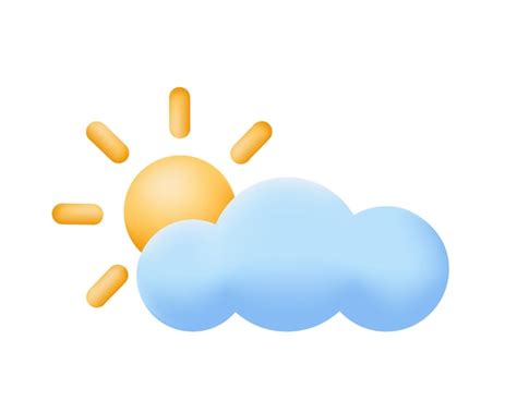 Premium Vector Bright Yellow Sun And Blue Cloud Iconweather Forecast