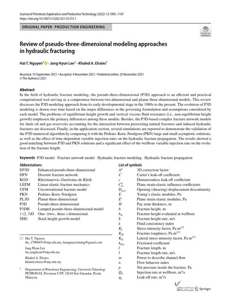 Review Of Pseudo Three Dimensional Modeling Approaches In Hydraulic