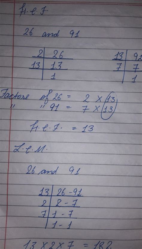Find The Lcm And Hcf Of The Following Integers By Applying The Prim