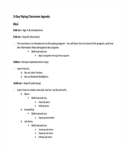 16 Classroom Agenda Examples Free Sample Example Format Download