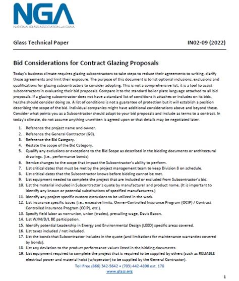 Bid Considerations For Contract Glazing Proposals In02 09