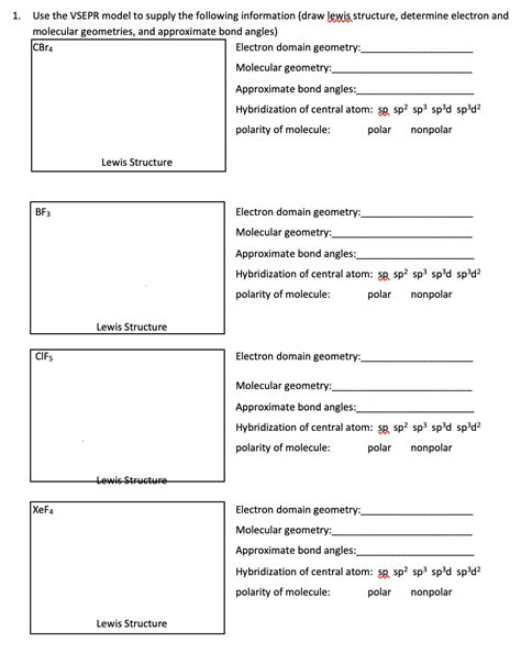 Solved Use The VSEPR Model To Supply The Following Chegg