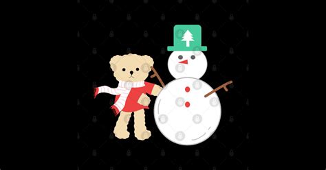 Teddy Bear With Snowman Christmas Sticker Teepublic