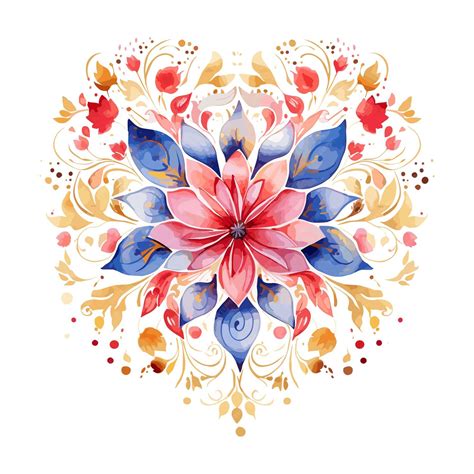 Premium Vector Watercolor Love Shape Mandla Floral Vector