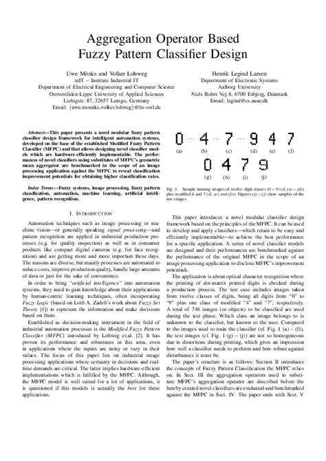 Pdf Aggregation Operator Based Fuzzy Pattern Classifier Design