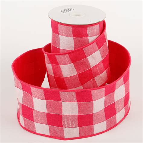 4 X 5 Yds Pinkwhite Buffalo Check Backed Dupion Ribbon Guess And
