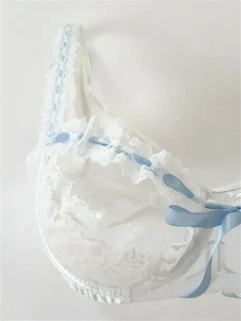 Shirley Of Hollywood White Peek A Boo Open Cup Bra Size 36 Women
