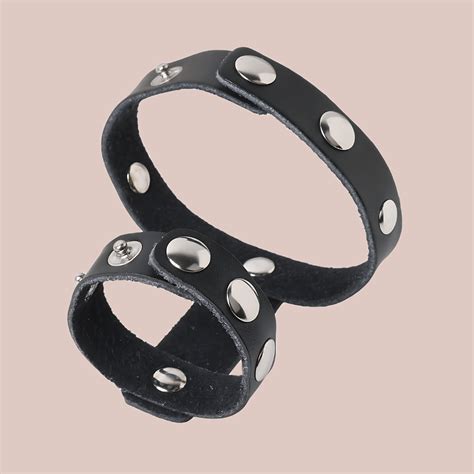 Black Leather Adjustable Penis And Testicle Ring Cock Rings House Of