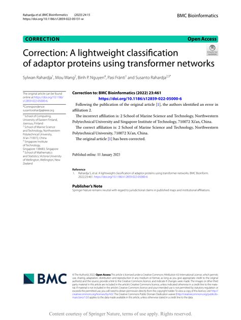 Pdf Correction A Lightweight Classification Of Adaptor Proteins