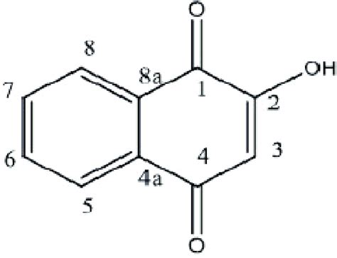 Molecular Structure Of Lawsone 2 Hydroxyl 14 Naphthoquinone