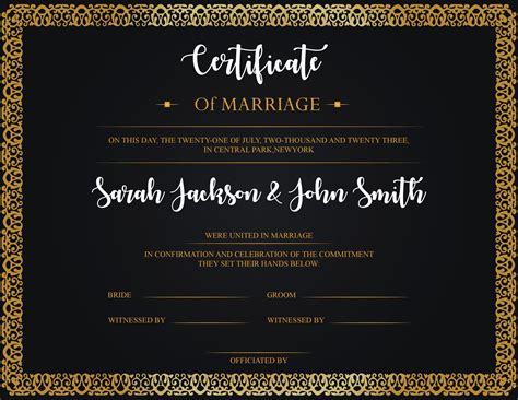 Regal Marriage Certificate Template Landscape Wordlayouts
