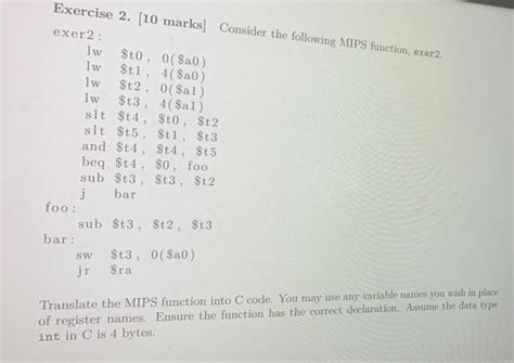 solved exercise 2 10 marks] consider the following mips