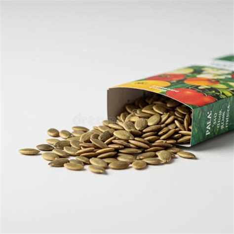 A Small Open Seed Packet Spills Out Pumpkin Seeds Cucurbita Pepo