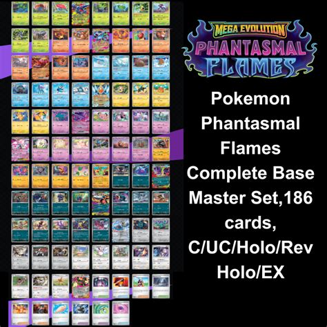 Pokemon Phantasmal Flames Complete Base Master Set186 Cards Cucholo