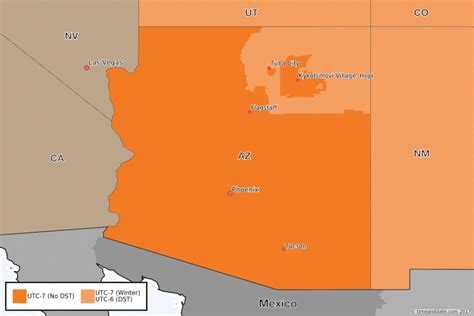 Arizona Time Zone Map Color 2018