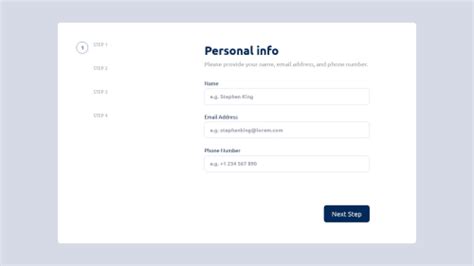 Multi Step Form Using Tailwind Css And Vanilla Javascript Coding
