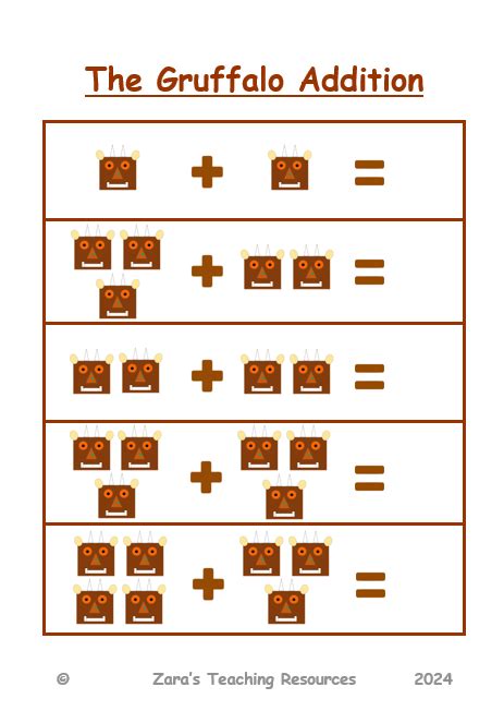 The Gruffalo Themed Maths Worksheet Addition Up To 10 Teaching