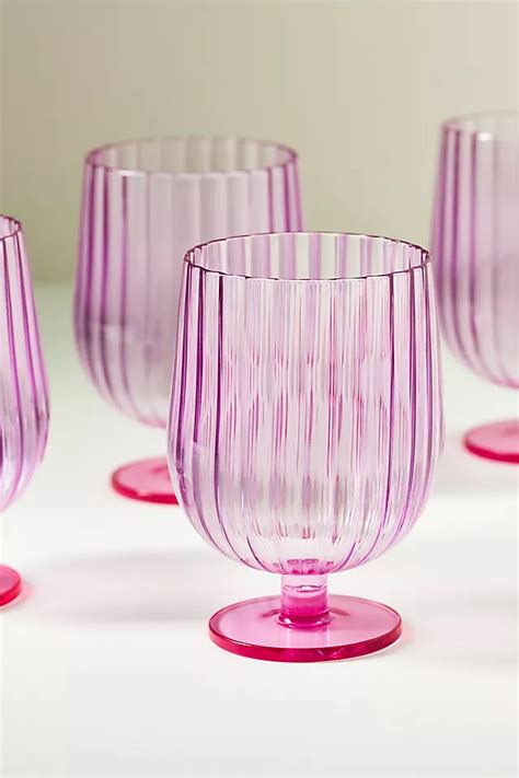 Raquel Scallop Acrylic Goblet Wine Glasses Set Of 4 Anthropologie
