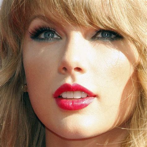 Taylor Swift Red Lipstick Bangs