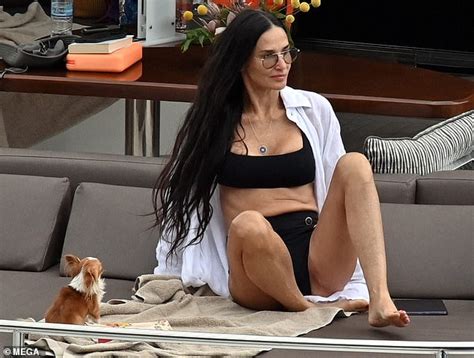 Exclusive Demi Moore 60 Shows Off Her Toned Figure In A Black Bikini