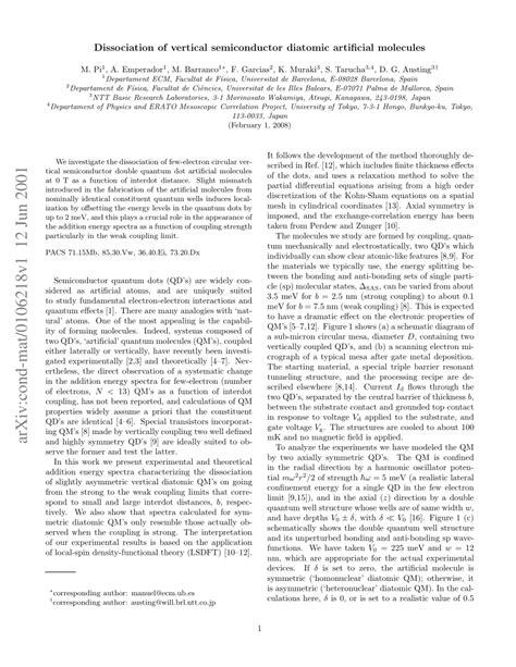 Pdf Dissociation Of Vertical Semiconductor Diatomic Artificial Molecules