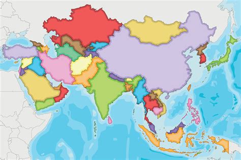 Blanco Político Asia Mapa Vector Ilustración Con Diferente Colores Para