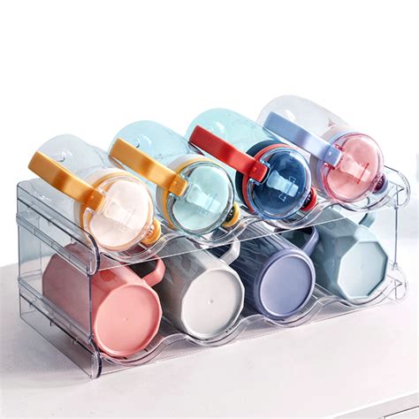 Water Bottle Organizer Stackable Plastic Bottle Holder For Cabinet Storage Rack Kitchen Pantry