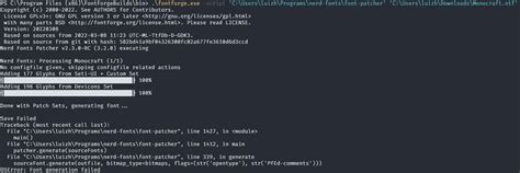 OSError Font Generation Failed Issue Ryanoasis Nerd Fonts GitHub