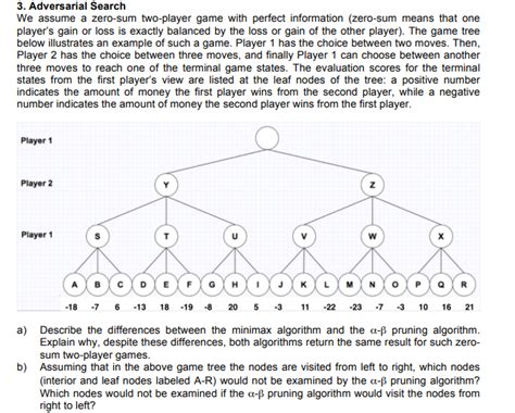 Solved 3 Adversarial Search We Assume A Zero Sum Two Player
