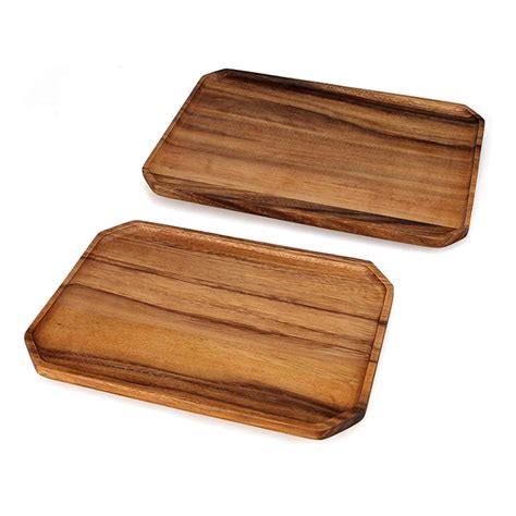 Natural Brown Acacia Wooden Assorted Tray Pack Wood Sajawat