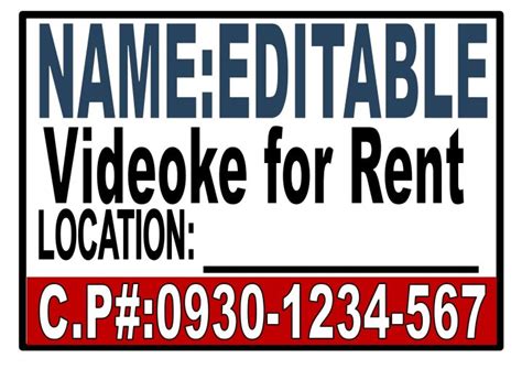 Videoke For Rent Laminated Signage A4 Size With Free Details Edit