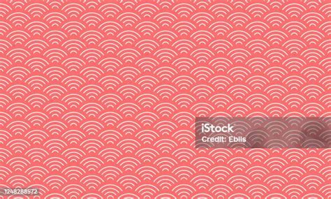 Coral Pink Jepang Seigaiha Lambang Gelombang Pola Pola Mulus Motif