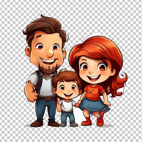 Padre De Dibujos Animados Feliz Con Sus Hijos Para La Familia Padre De