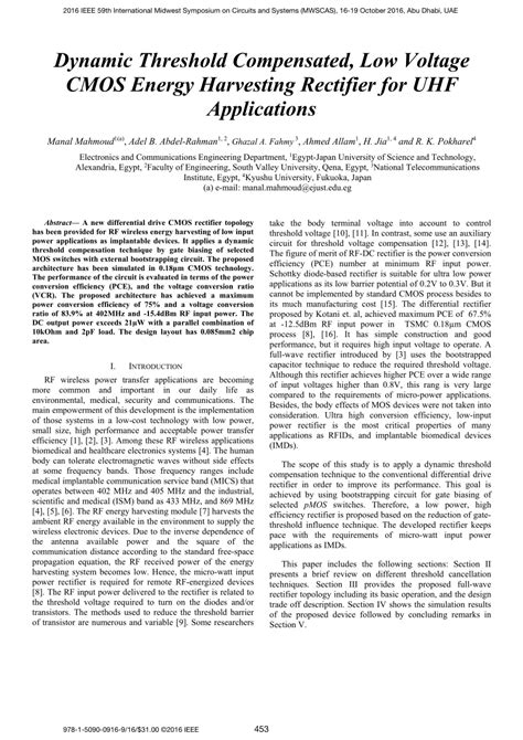 Pdf Dynamic Threshold Compensated Low Voltage Cmos Energy Harvesting