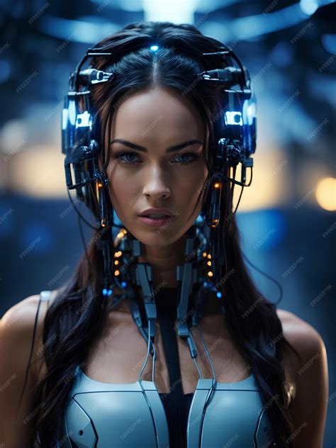 Premium Photo Megan Fox Humanoid Artificial Intelligence Robot Blue
